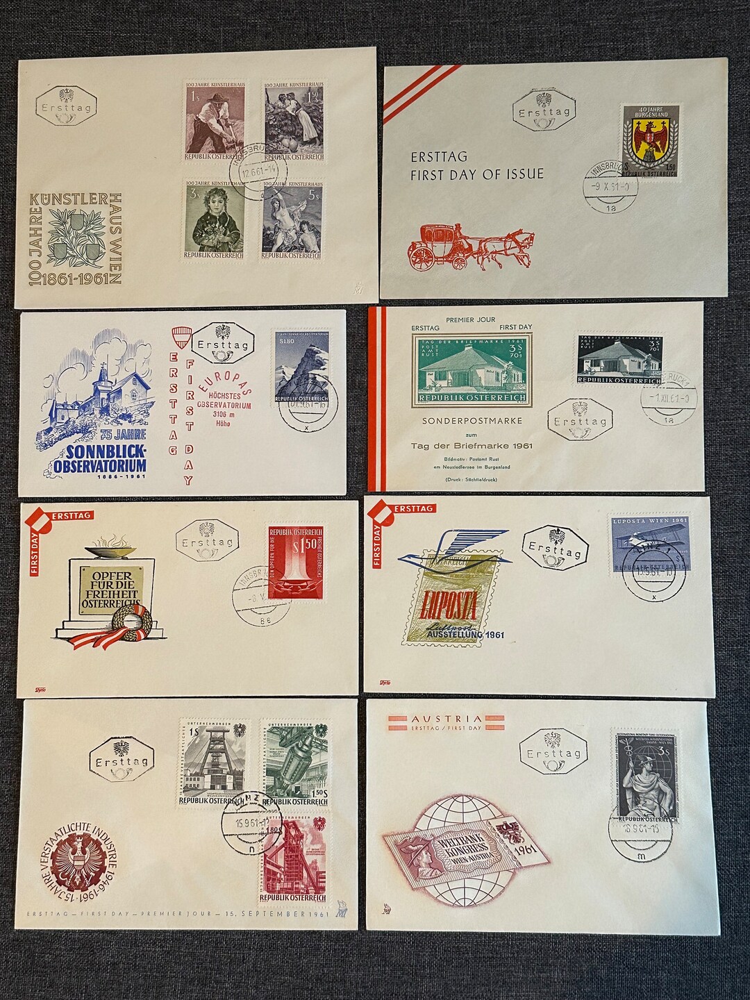 Collection of First Day Envelopes Austria 1961 8 Pieces - Etsy
