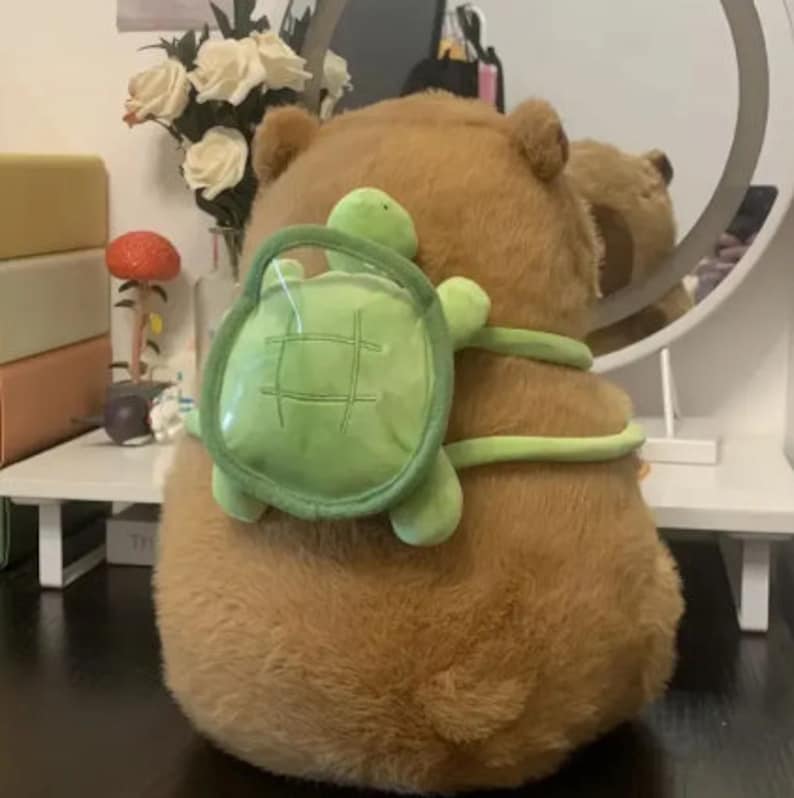 Soft Capybara Plush With Turtle Backpack Etsy