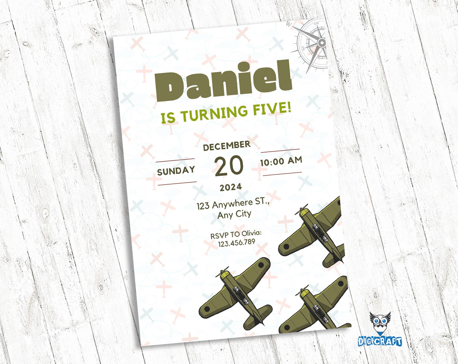 Aircraft Birthday Invitation Template for Kids Birthday Party ...
