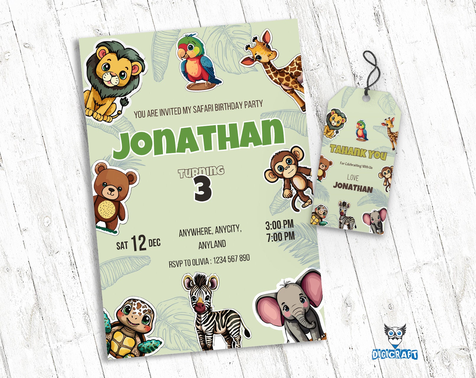 Safari Birthday Invitation Template for Kids Birthday Party - Etsy