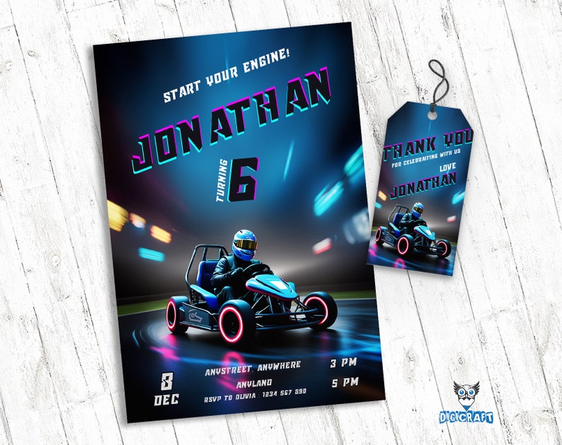 Go-kart Birthday Invitation Template for Kids Birthday Party Invitation ...
