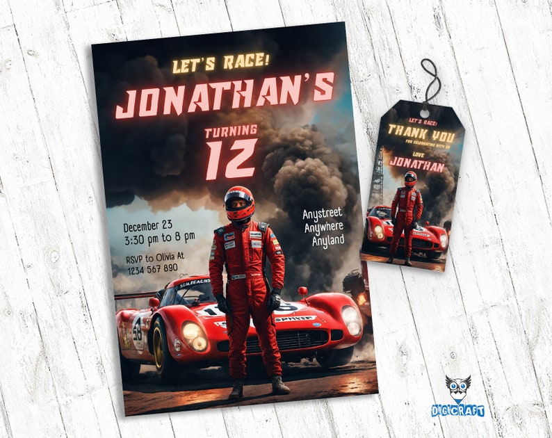 Racing Birthday Invitation Template for Kids Birthday Party Invitation ...