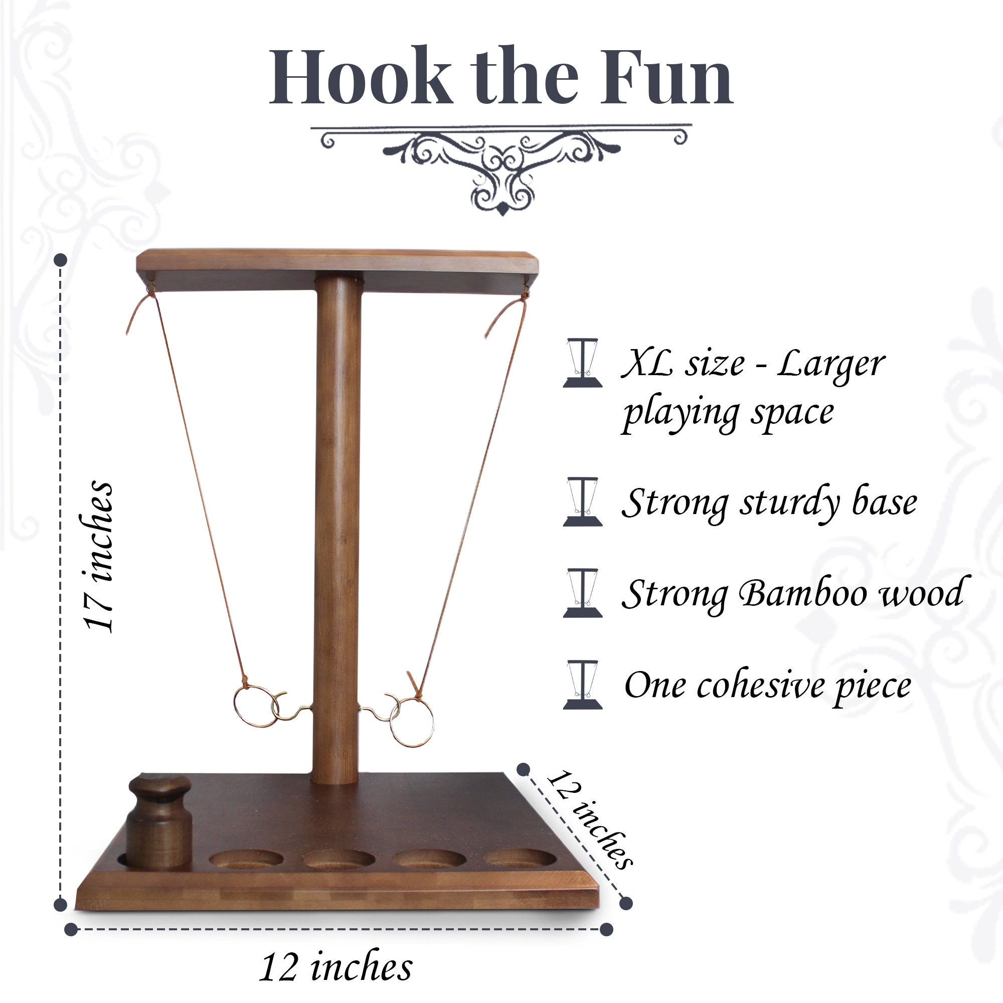 Bamboo Ring on a String Game Ring. Toss Game for Adults & Family Hook ...