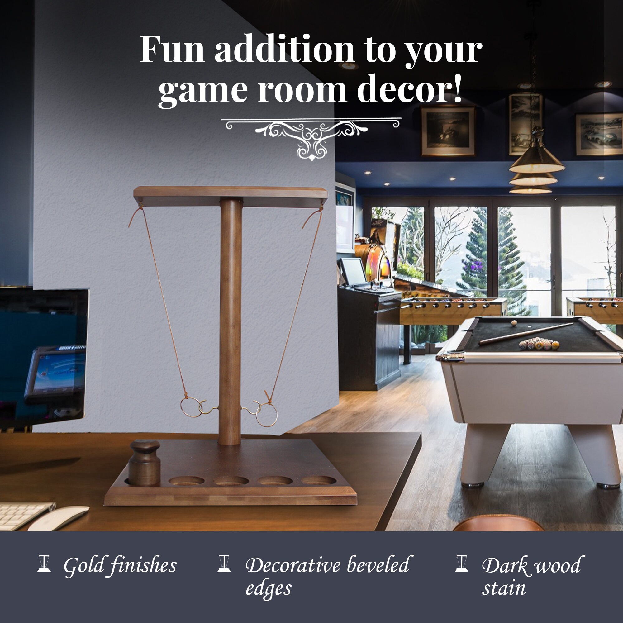 Bamboo Ring on a String Game Ring. Toss Game for Adults & Family Hook ...