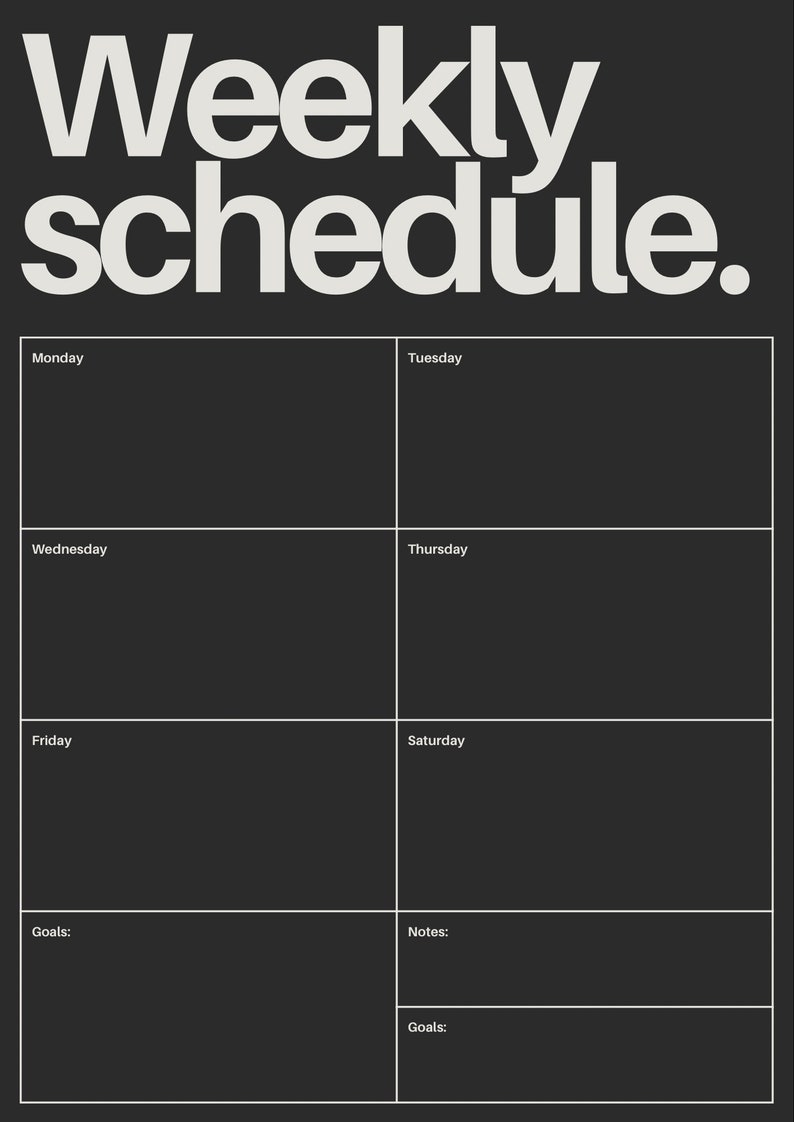 Weekly Schedule Digital Download - Etsy