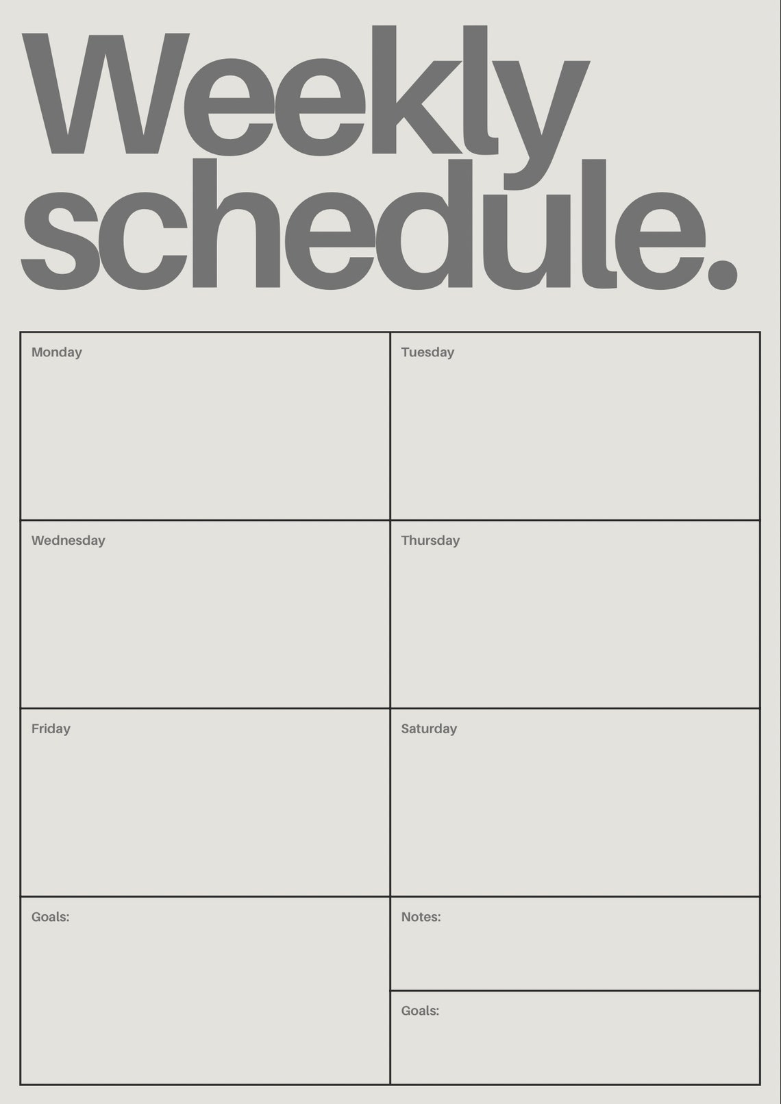 Weekly Schedule Digital Download - Etsy