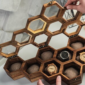 Honeycomb Watch Box, Wooden Watch Organizer, Custom Watch Holder, Watch ...
