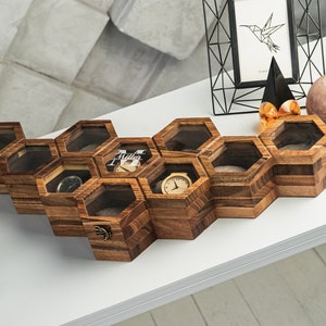 Honeycomb Watch Box, Wooden Watch Organizer, Custom Watch Holder, Watch ...