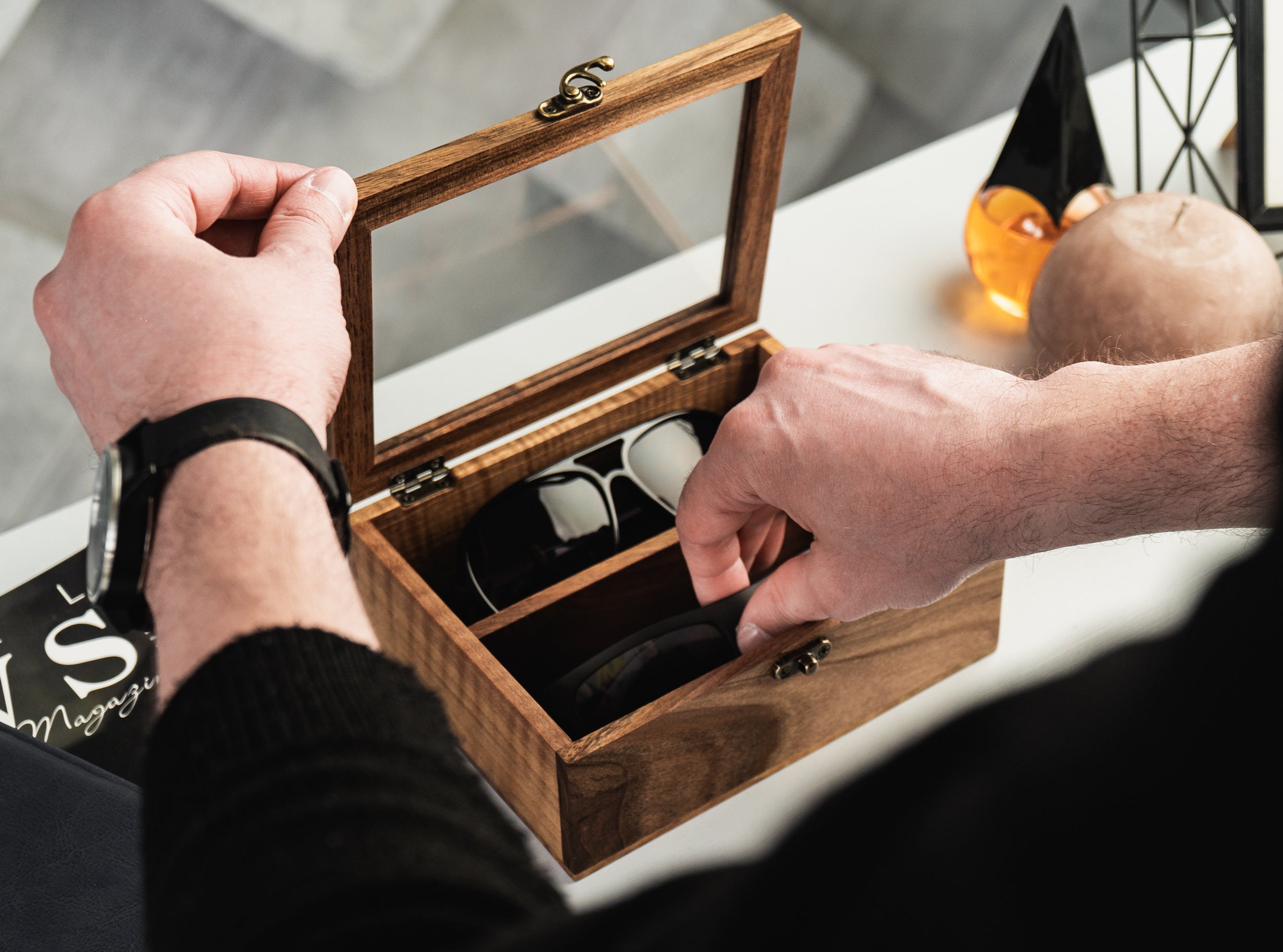 Sunglasses Organizer, Personalized Sunglasses Box, Wooden Sunglasses ...