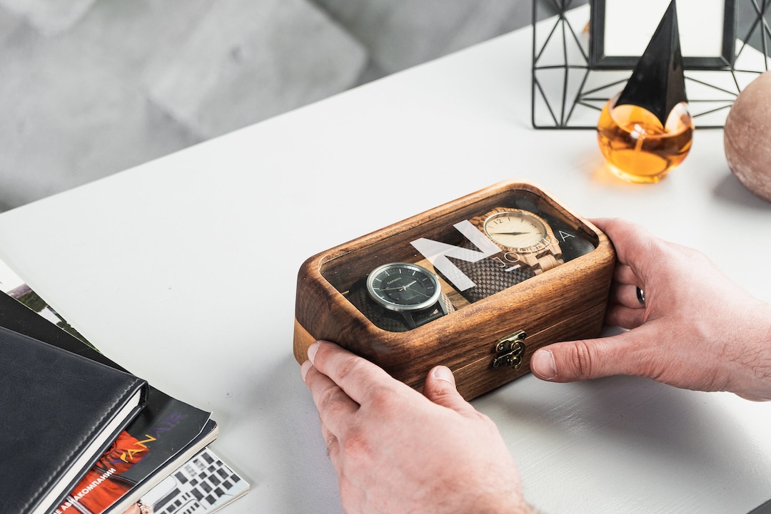 2 Slot Watch Winder Box, Custom Watch Organizer, Solid Watch Storage ...