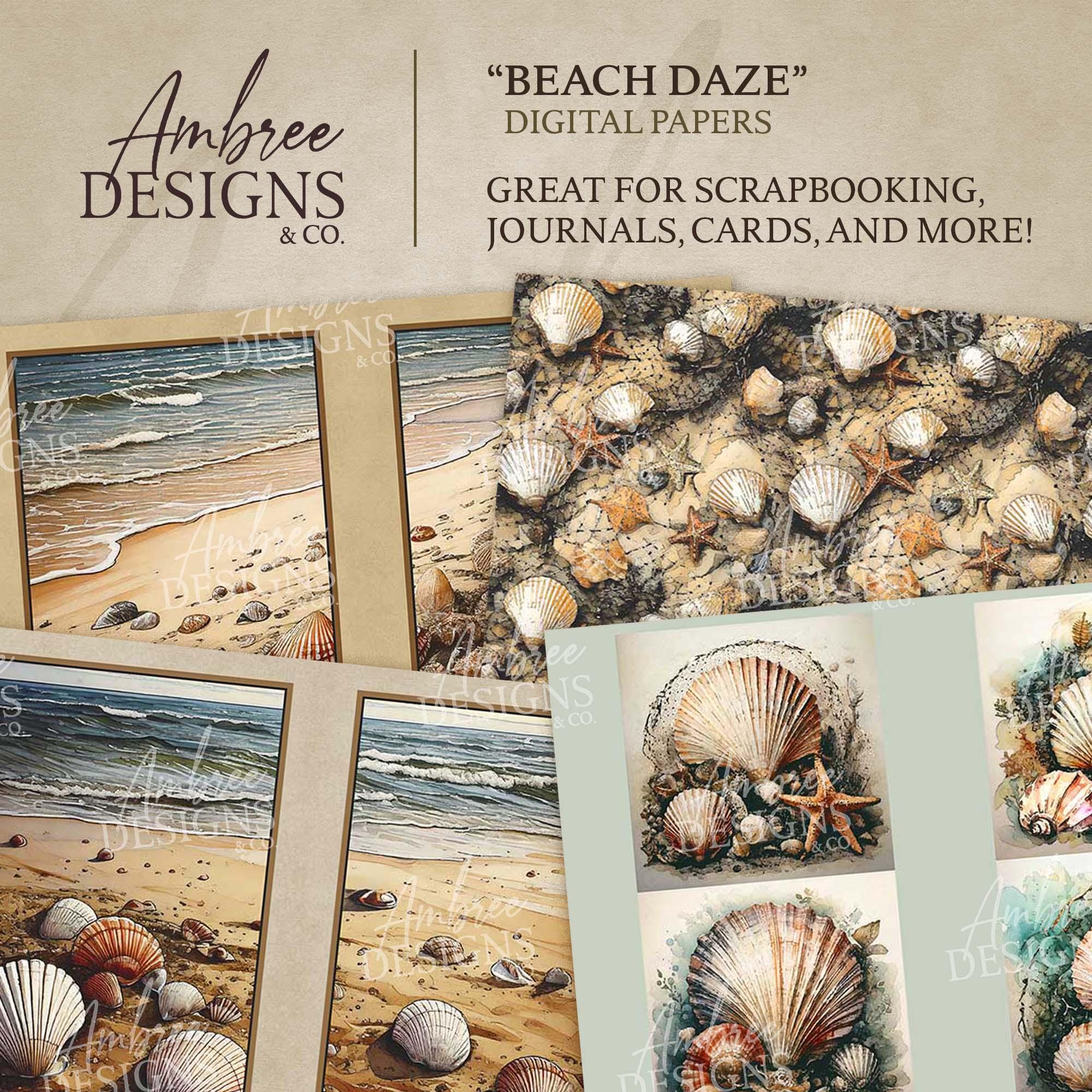 A4-size Seashore Papers, Beach Scenes, Printable Seaside Sheets ...