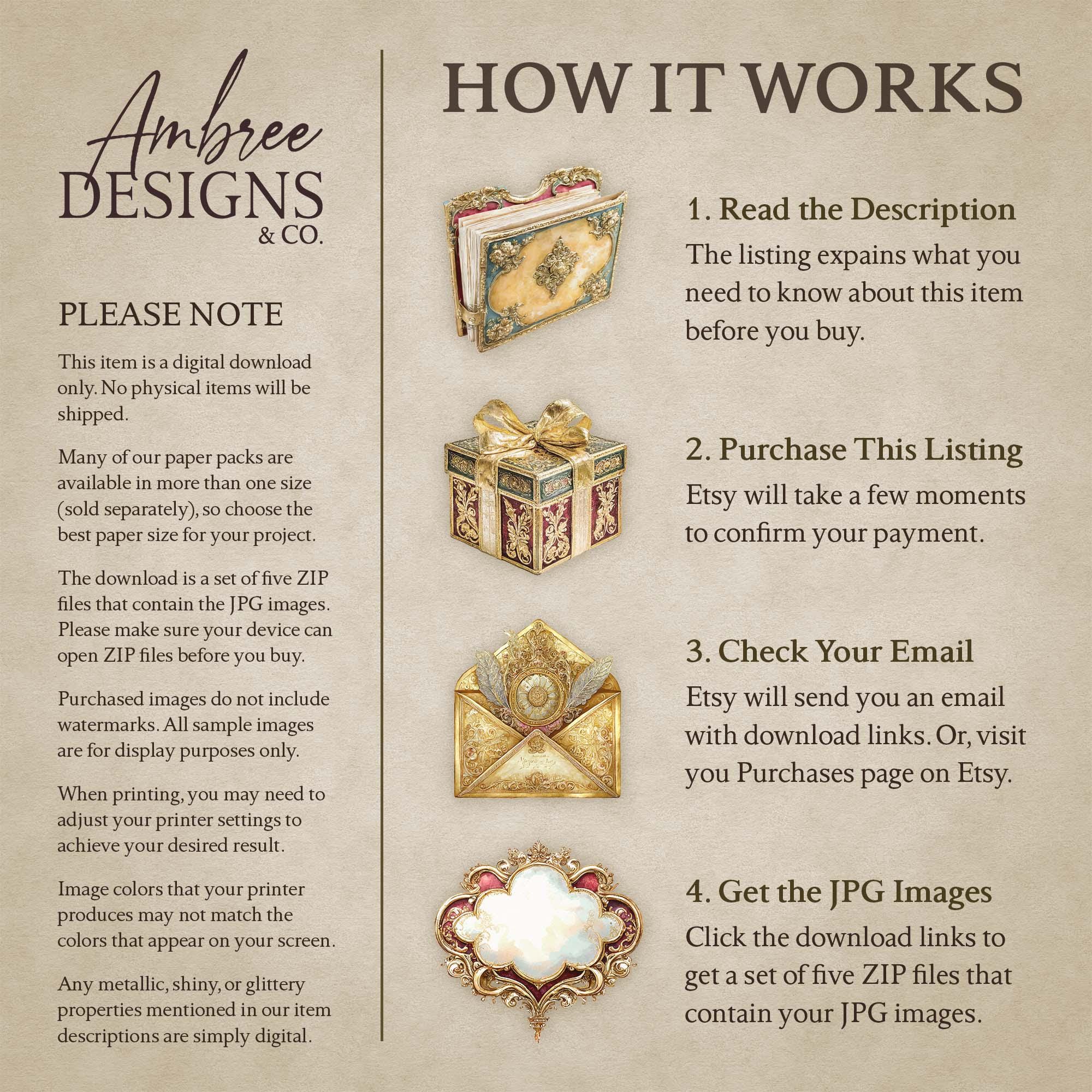 A4-size Renaissance Paper, French Old World Elegance, Classic Flower ...