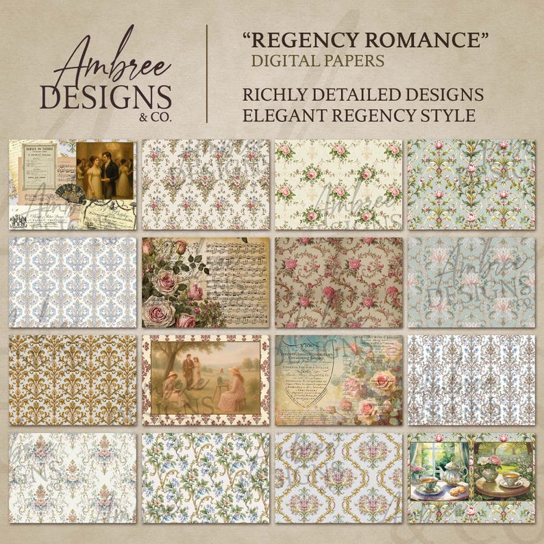 A4-size Regency Style Paper, Jane Austen Inspired, Elegant Romance ...