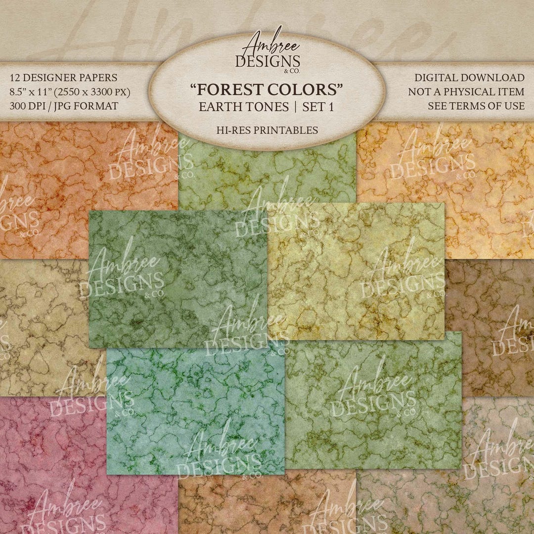 Forest Tone Papers, 8.5 X 11 Marbled Textures, Nature Tone Palette ...
