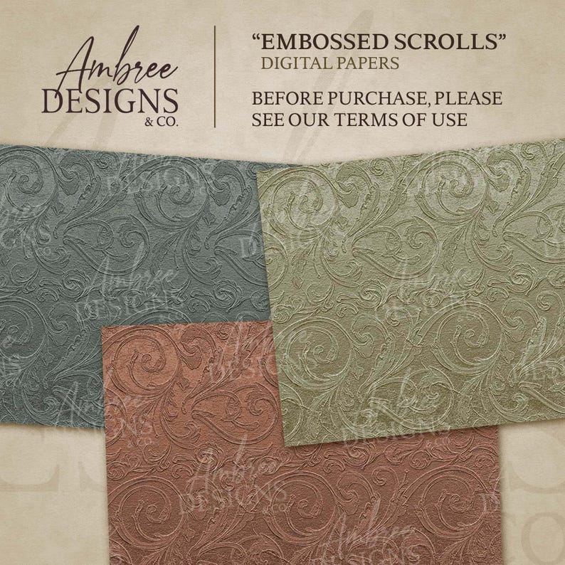 A4-size Embossed Scrollwork, Elegant Filigree Paper, Printable Brocade ...