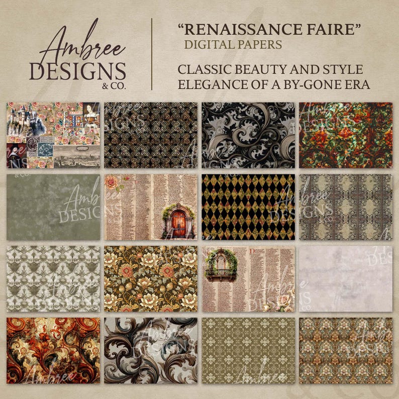A4-size Renaissance Paper, French Old World Elegance, Classic Flower ...