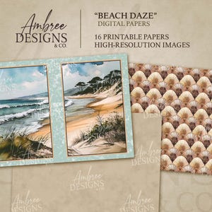 A4-size Seashore Papers, Beach Scenes, Printable Seaside Sheets ...