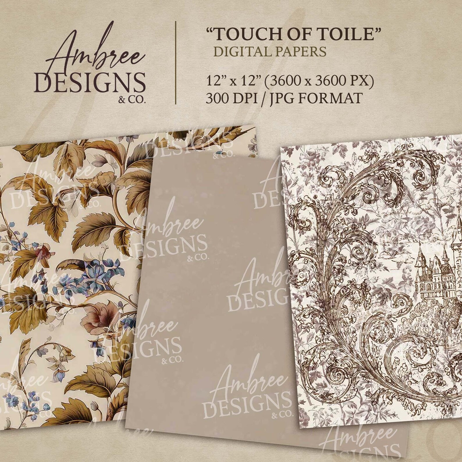 12 X 12 Timeless Toile Paper, French Country Charm, Soft Blue Scrapbook ...
