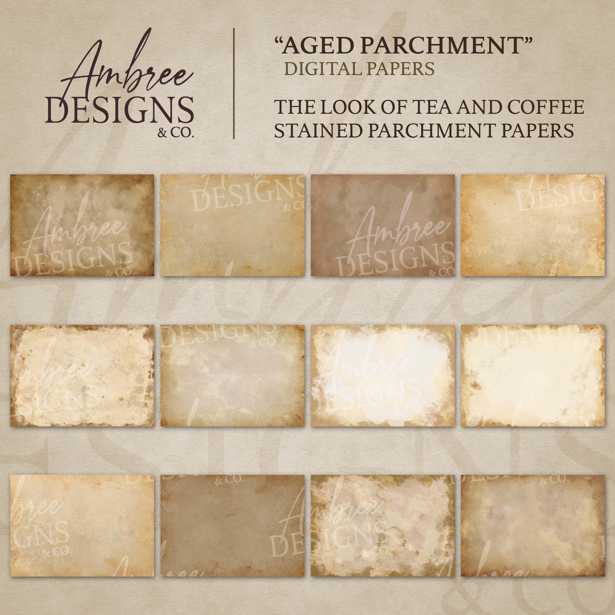A4-size Aged Parchment Paper, Coffee and Tea Stained Backgrounds ...