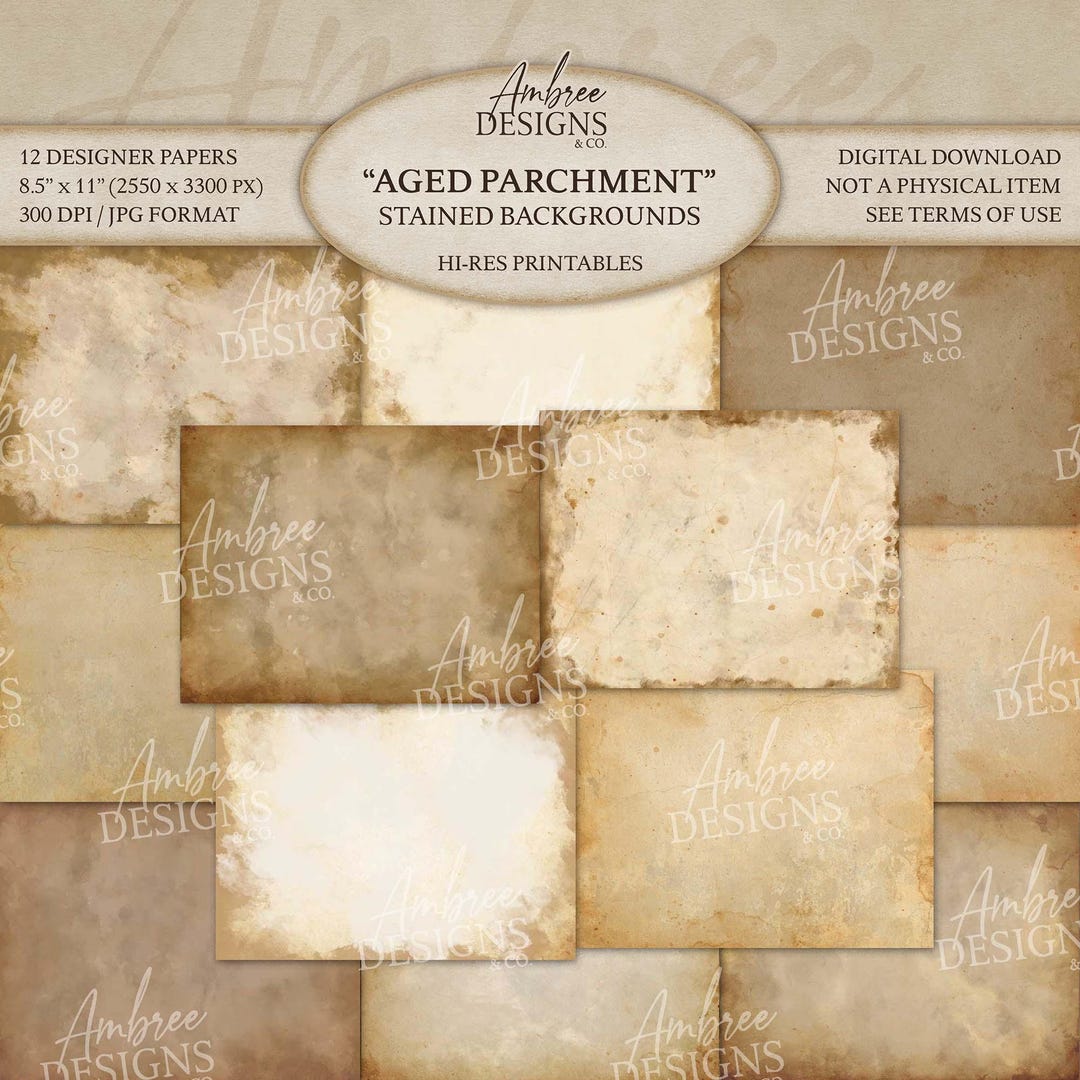 Aged Parchment Paper, 8.5 X 11 Coffee and Tea Stained Backgrounds ...