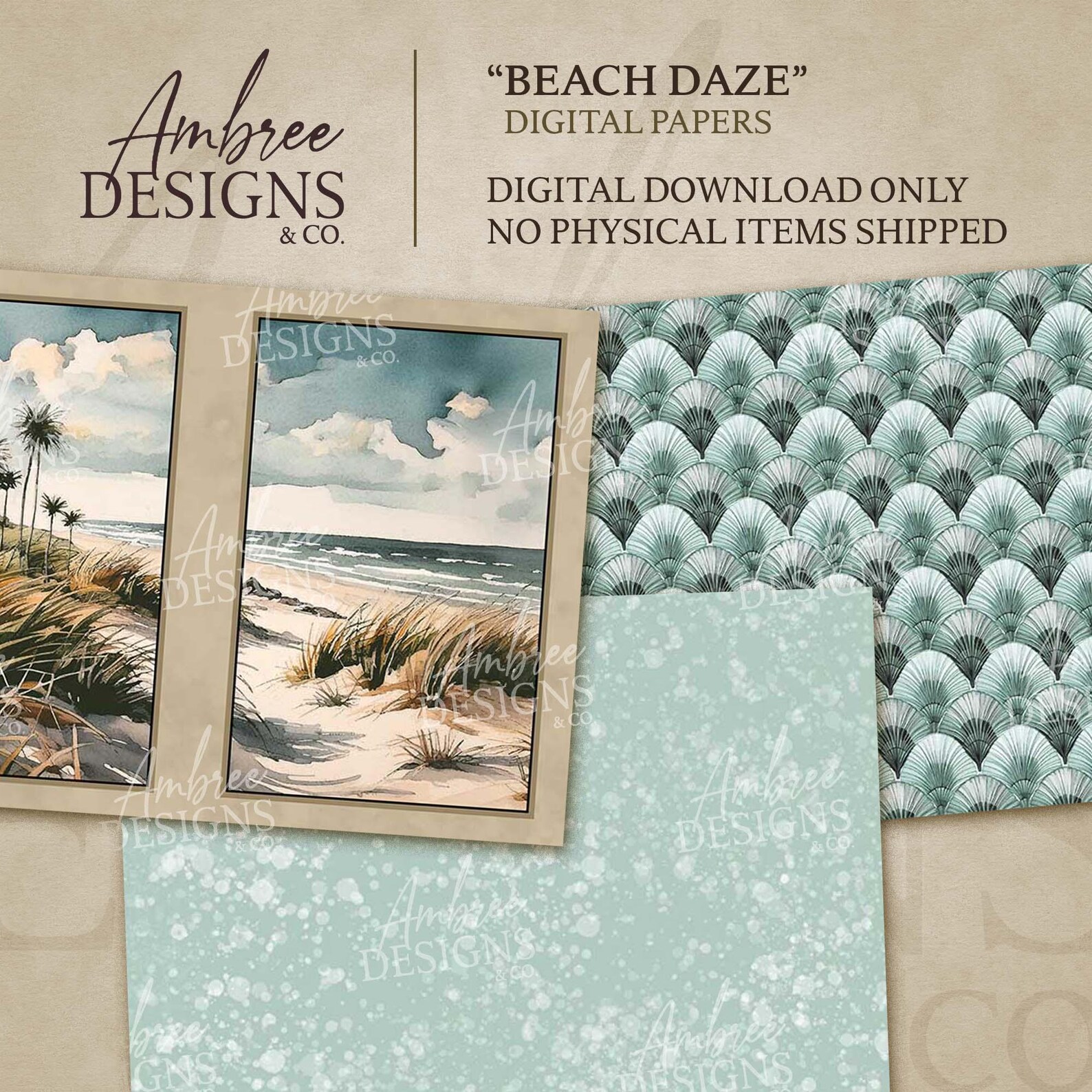A4-size Seashore Papers, Beach Scenes, Printable Seaside Sheets ...
