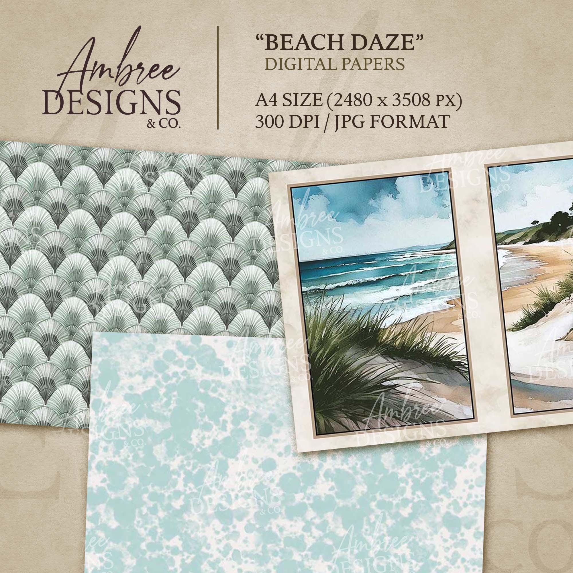 A4-size Seashore Papers, Beach Scenes, Printable Seaside Sheets ...