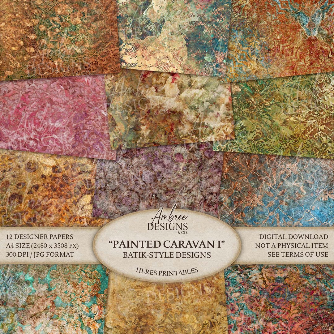 A4-size Batik Style Papers, Tapestry Textures, Rustic English Lace ...
