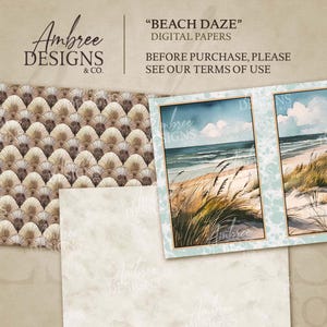 A4-size Seashore Papers, Beach Scenes, Printable Seaside Sheets ...