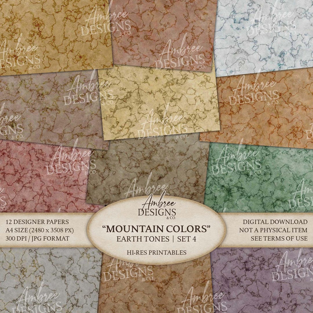 A4-size Mountain Tone Papers, Marbled Texture, Nature Tone Palette ...