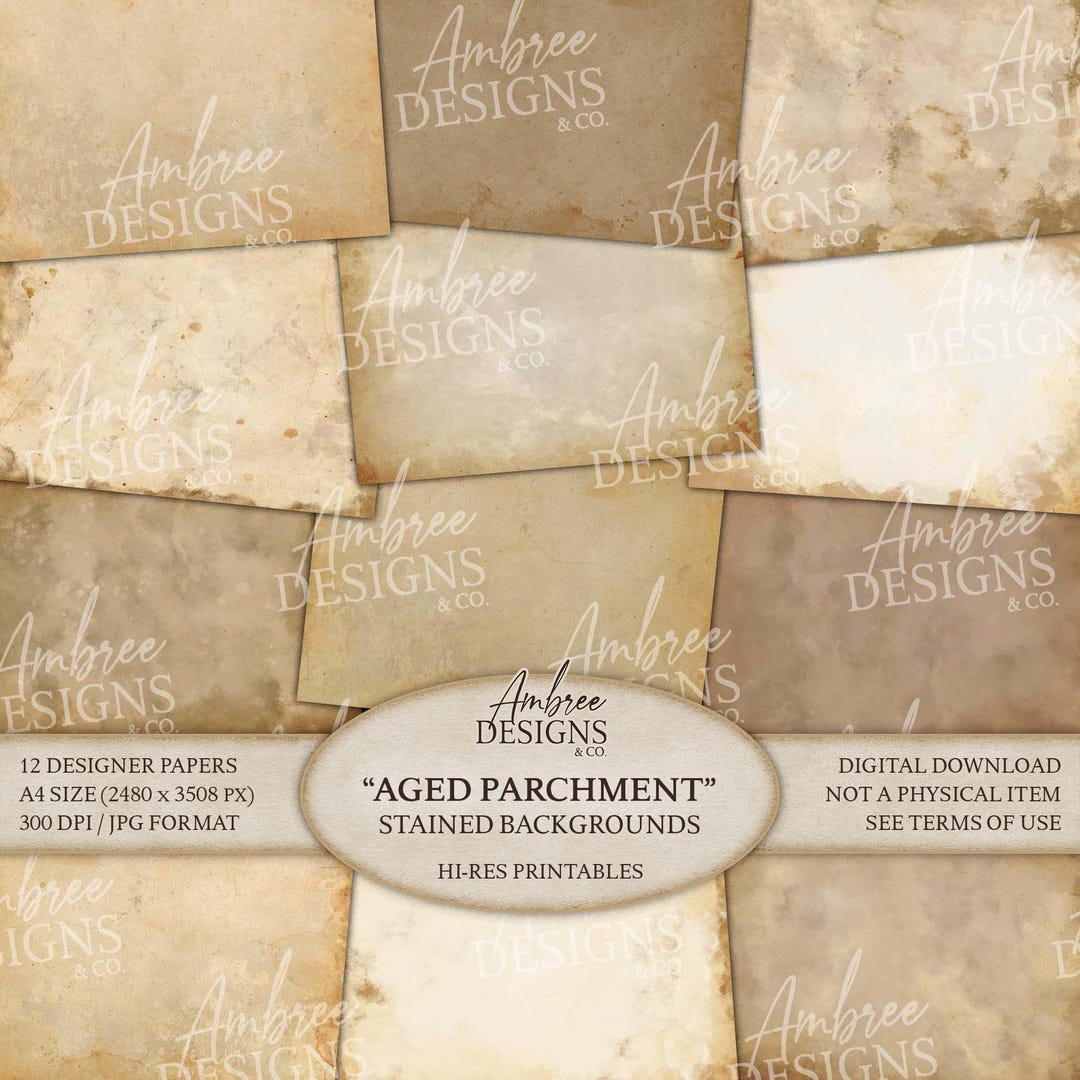 A4-size Aged Parchment Paper, Coffee and Tea Stained Backgrounds ...