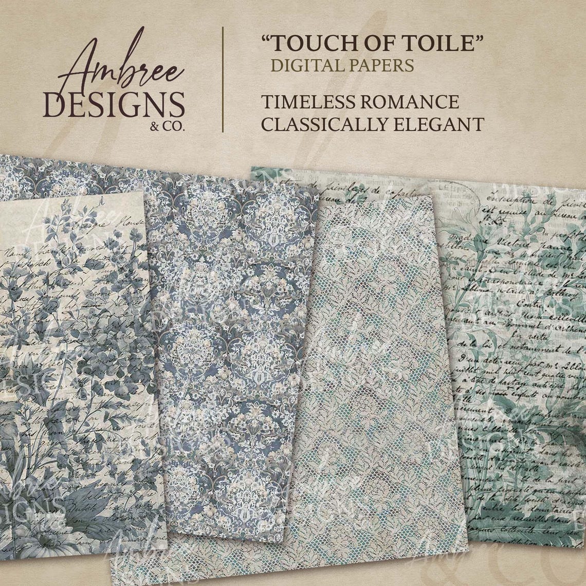 12 X 12 Timeless Toile Paper, French Country Charm, Soft Blue Scrapbook ...