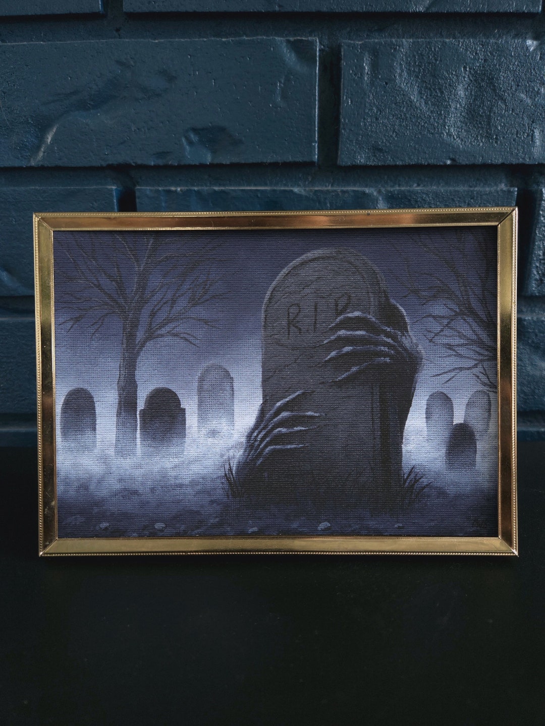 Undead Fine Art Print, Zombie Painting, Cryptid Art, Spooky Graveyard ...