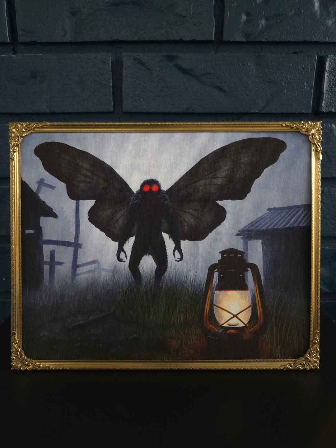 The Omen Fine Art Print, Mothman Painting, Cryptid Art, Spooky ...