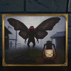 The Omen Fine Art Print, Mothman Painting, Cryptid Art, Spooky Cottagecore, Creepy Creatures ...