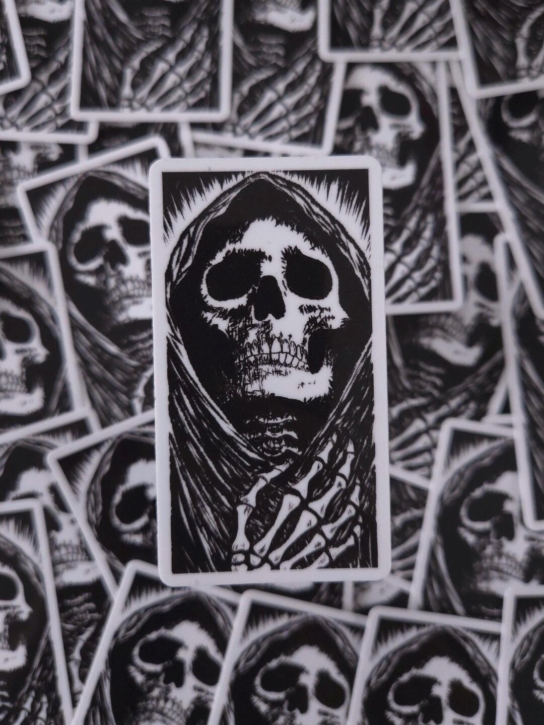 Grim Reaper Skeleton Sticker, Gothic Art, Laptop Sticker, Alternative ...