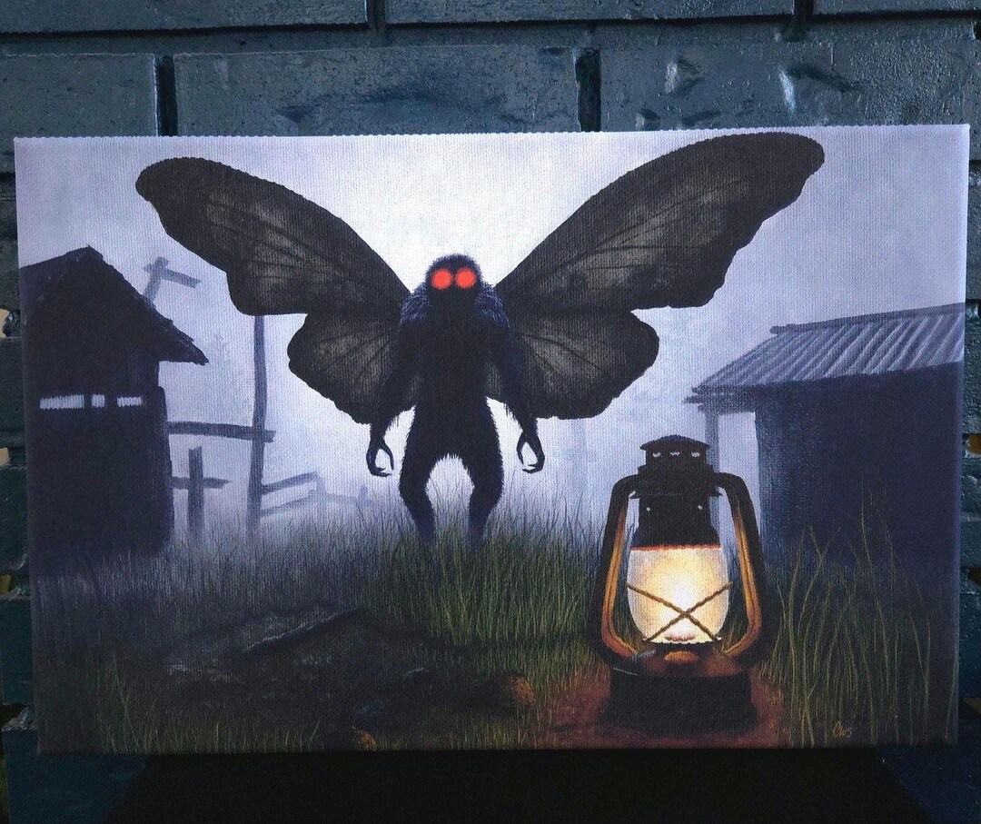 The Omen Fine Art Canvas Print, Mothman, Cryptid Art, Spooky ...