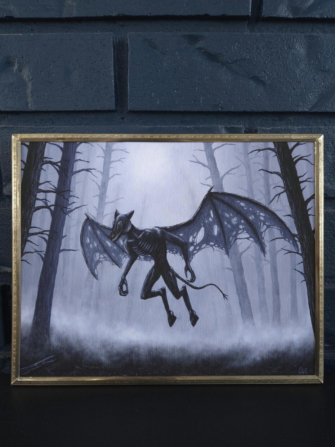 The Harbinger Fine Art Print, Jersey Devil, Cryptid, Creepy Creatures, Gothic Decor, Unframed ...