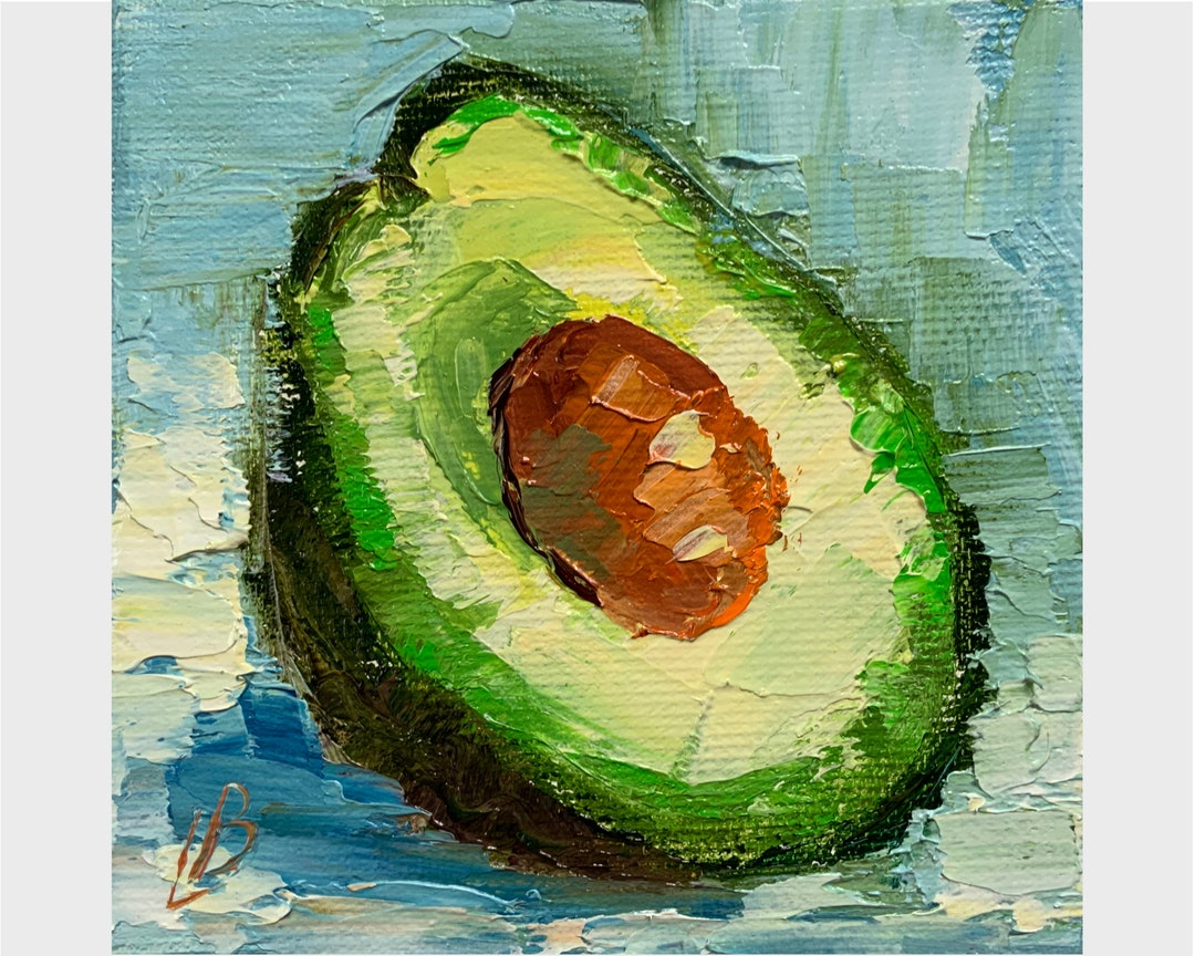Avocado Oil Painting Elegant Green Vegetable Impressionism Decorative ...