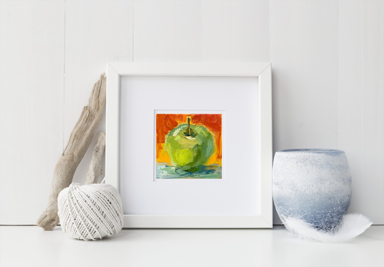 Apple Oil Painting Green Fruit Impressionism Decorative Panels Original ...