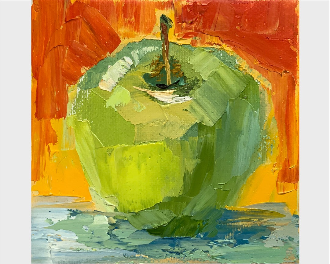 Apple Oil Painting Green Fruit Impressionism Decorative Panels Original ...