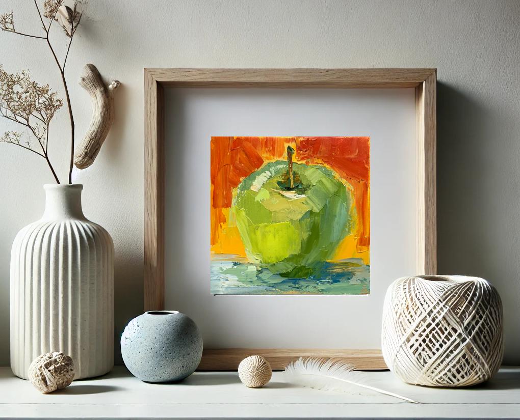 Apple Oil Painting Green Fruit Impressionism Decorative Panels Original ...