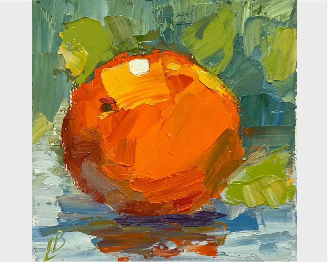 Orange Oil Painting Citrus Fruit Original Art Kitchen Decor Small ...