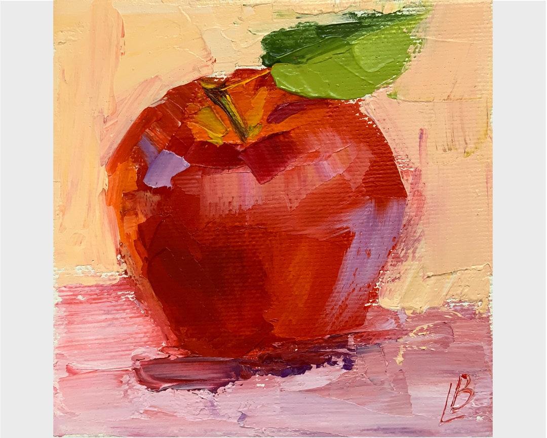Apple Oil Painting Red Fruit Impressionism Decorative Panels Original ...