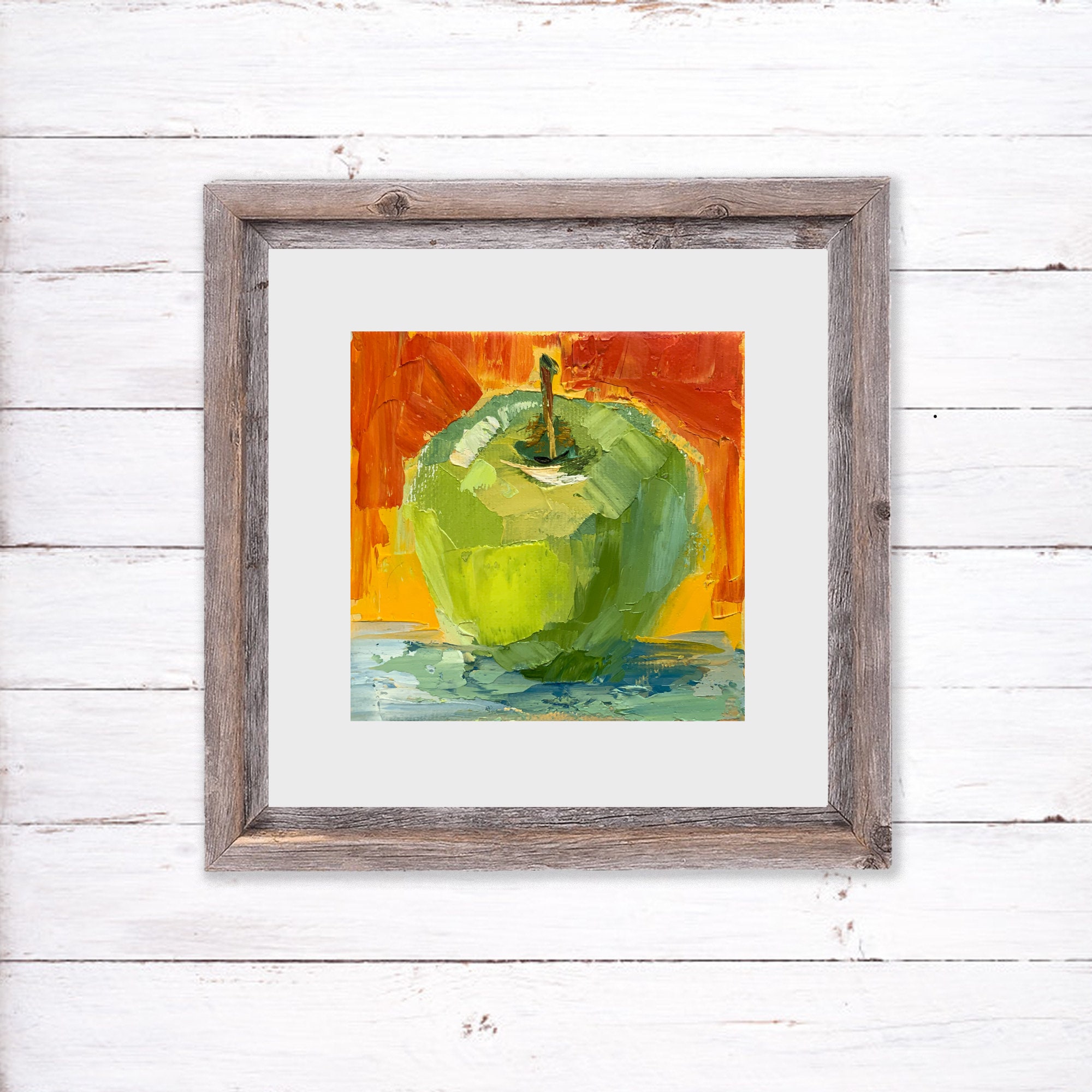 Apple Oil Painting Green Fruit Impressionism Decorative Panels Original ...