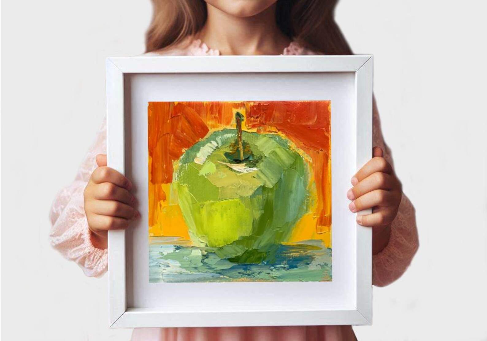 Apple Oil Painting Green Fruit Impressionism Decorative Panels Original ...