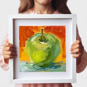 Apple Oil Painting Green Fruit Impressionism Decorative Panels Original ...