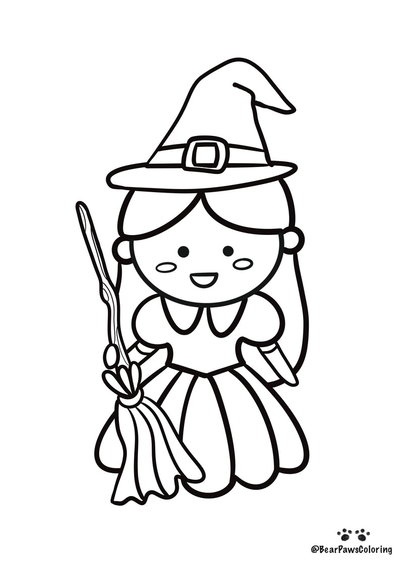 Cute 10 Halloween Black and White Coloring PDF Pages Download Perfect ...
