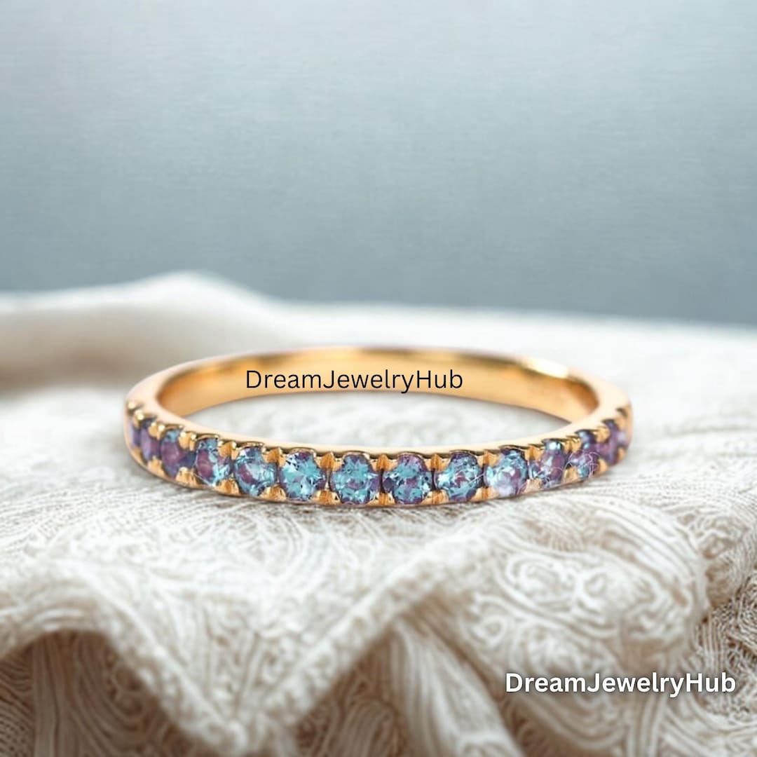 Half Eternity Band Alexandrite , June Birthstone Half Eternity Band ...