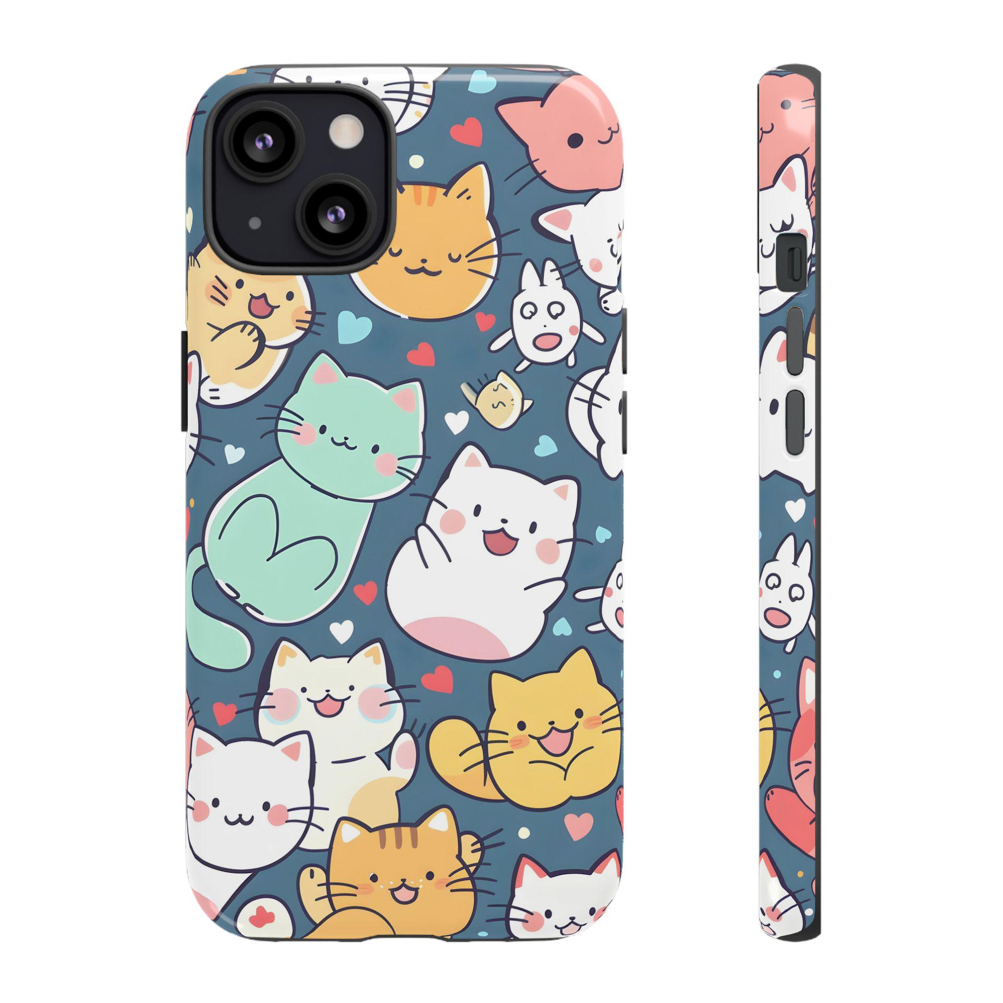 Kawaii Cats - Cute Pastel Feline Pattern Phone Case for Ios & Android ...