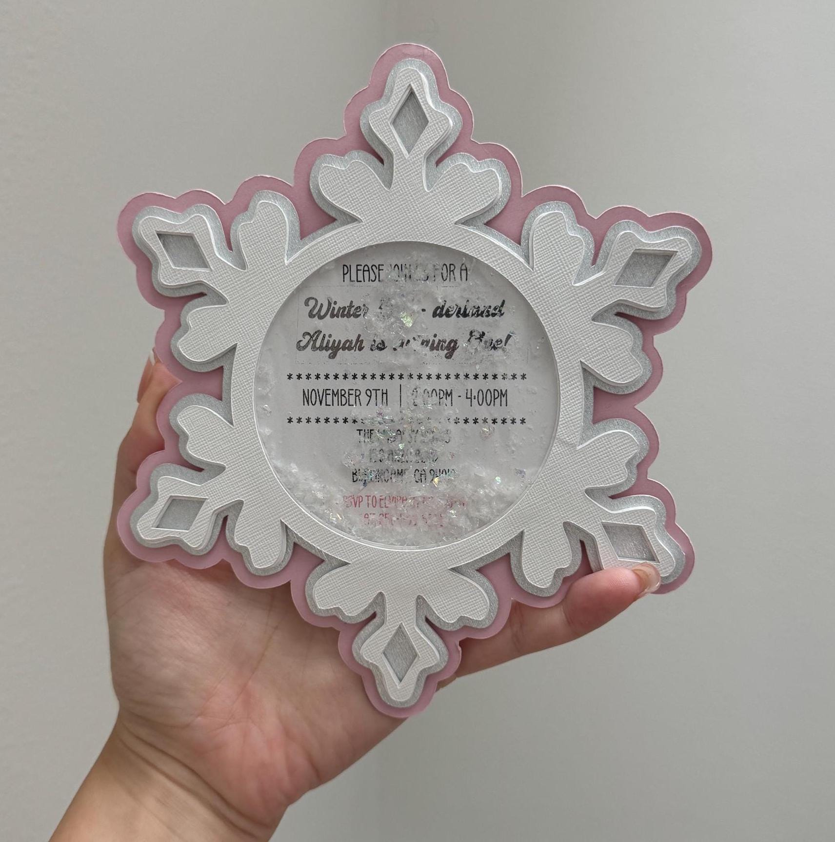 Snowflake Shaker Invitation: Winter One-derland, Birthday, Baby Shower ...